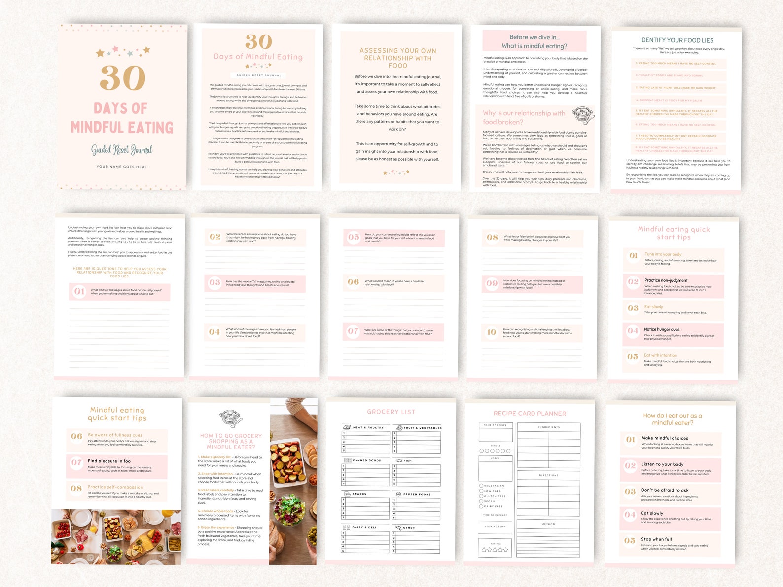Mindful Eating Journal Canva Templates Coaching Toolkits - Etsy