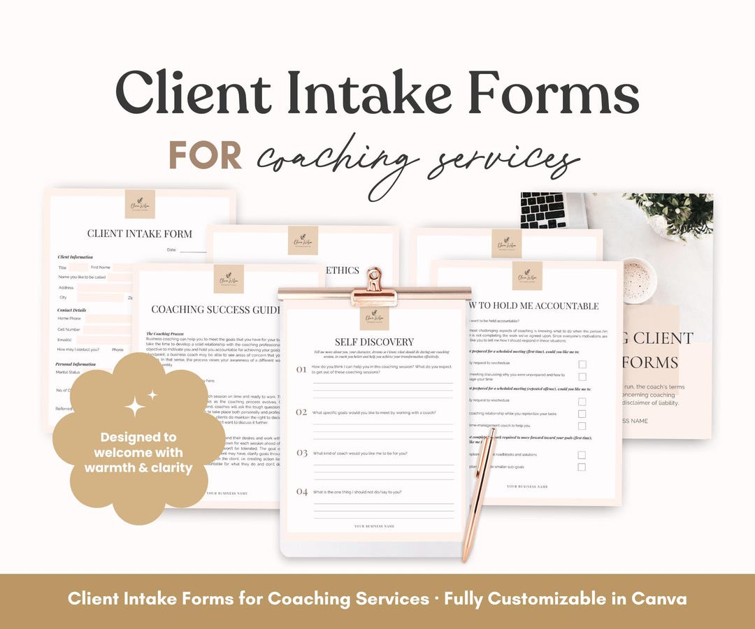 Coaching Client Intake Form Template, Business Startup Toolkit - Etsy