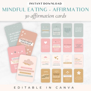 Mindful Eating Affirmation Cards, Daily Affirmation, Encouragement ...