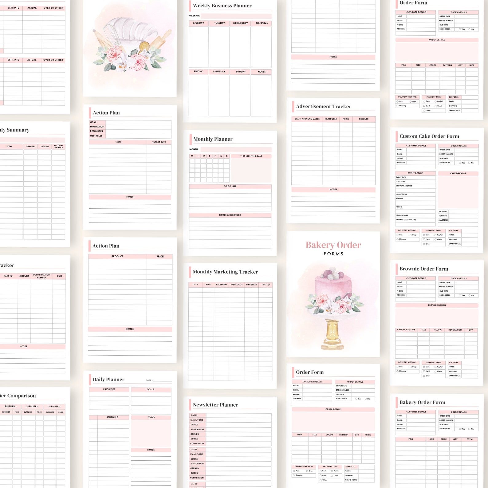 Bakery Business Management Planner, Home Bakery Business, Bakery Order ...