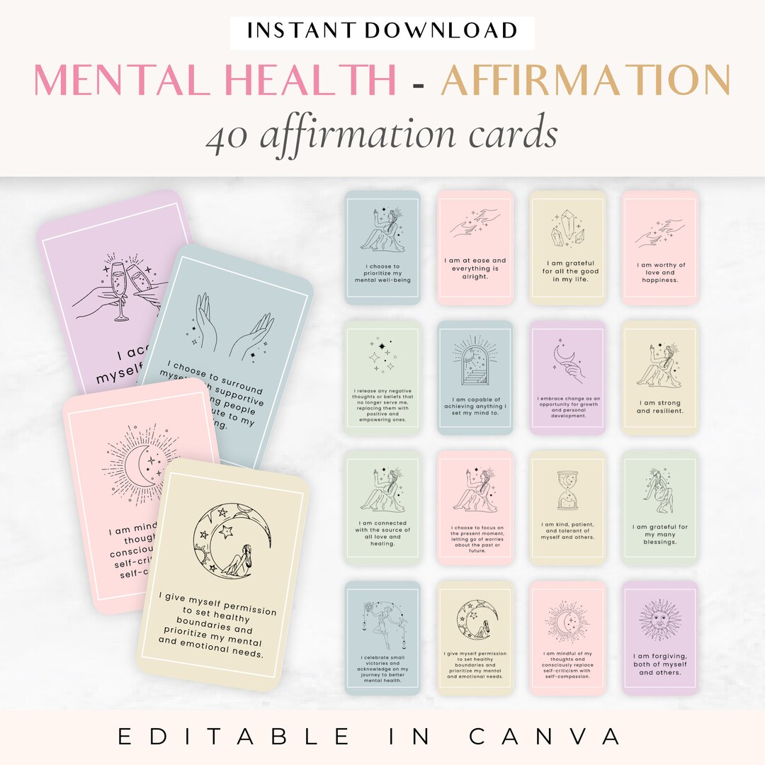 Affirmation Cards, Printable Cards, Mental Health, Motivational Cards ...