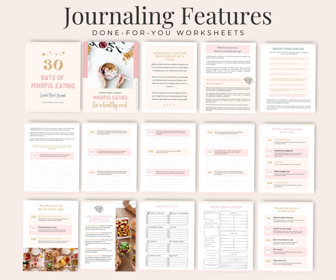 Mindful Eating Journal, Canva Templates, Coaching Toolkits, Mindful ...