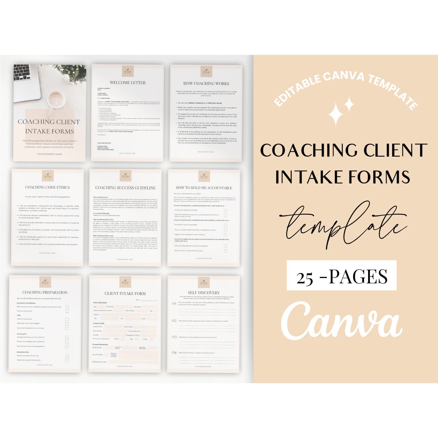Client Intake Form, Coaching Client Intake Form, Business Coaching ...