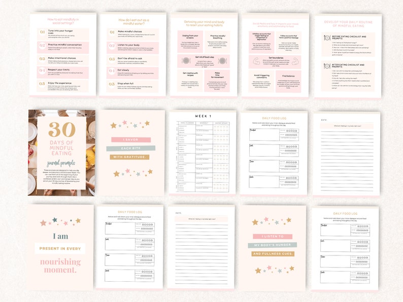 Mindful Eating Journal, Canva Templates, Coaching Toolkits, Mindful ...
