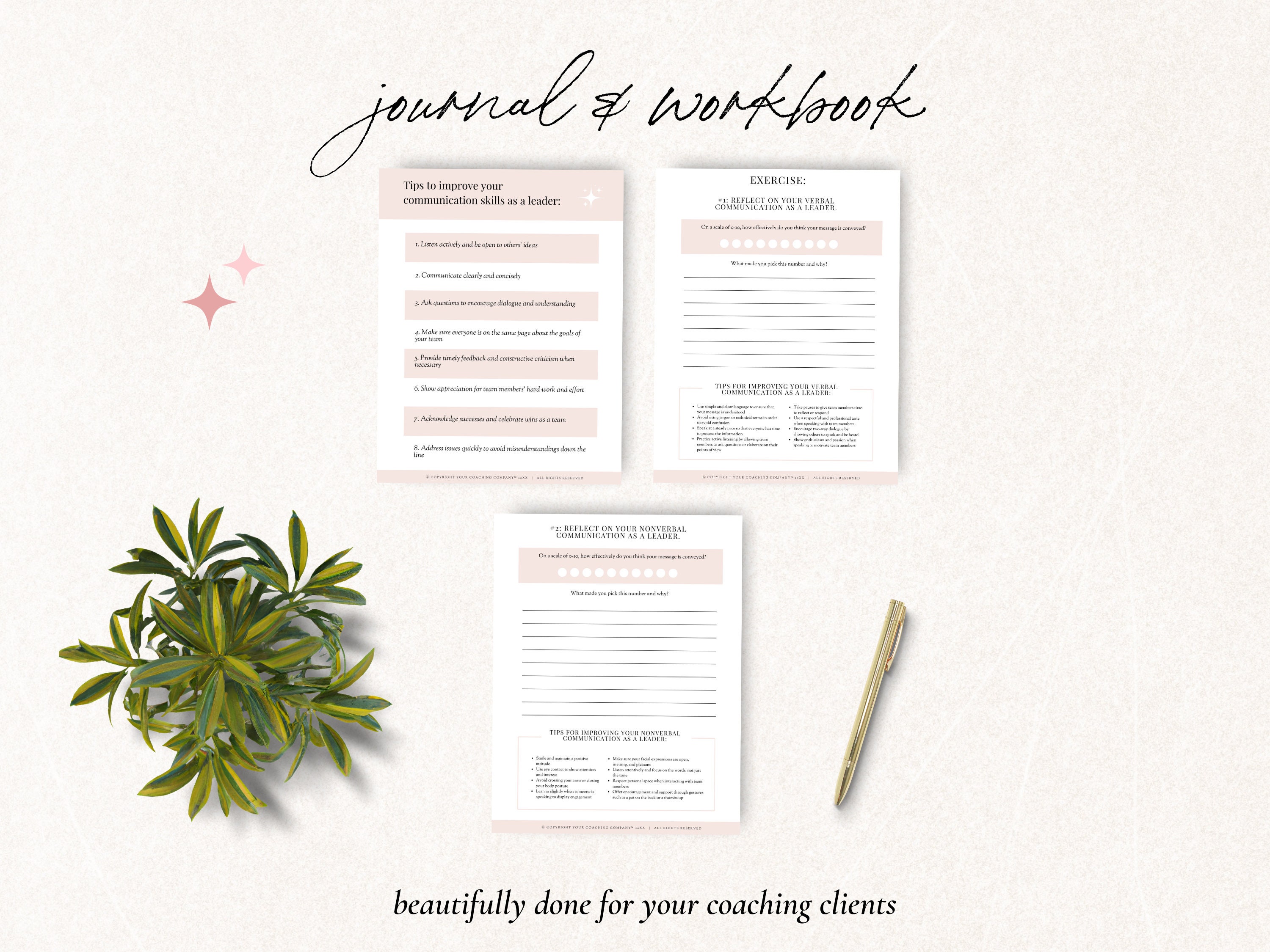 Leadership Mindset Coaching Workbook, Coaching Worksheets, Done for You ...