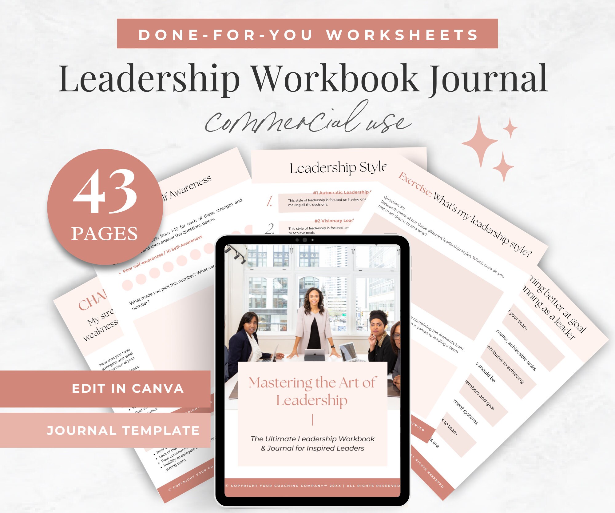 Leadership Mindset Coaching Workbook, Coaching Worksheets, Done for You ...