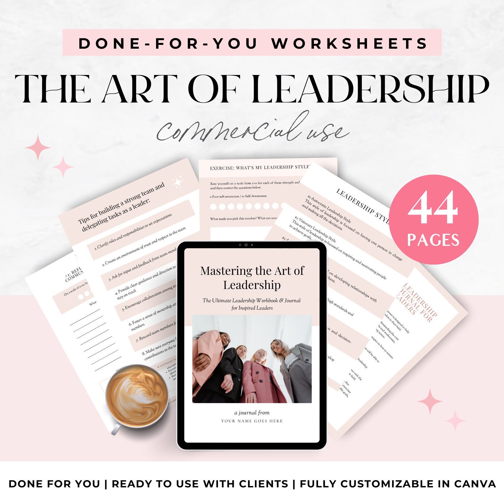 Leadership Mindset Coaching Workbook, Coaching Worksheets, Done for You ...