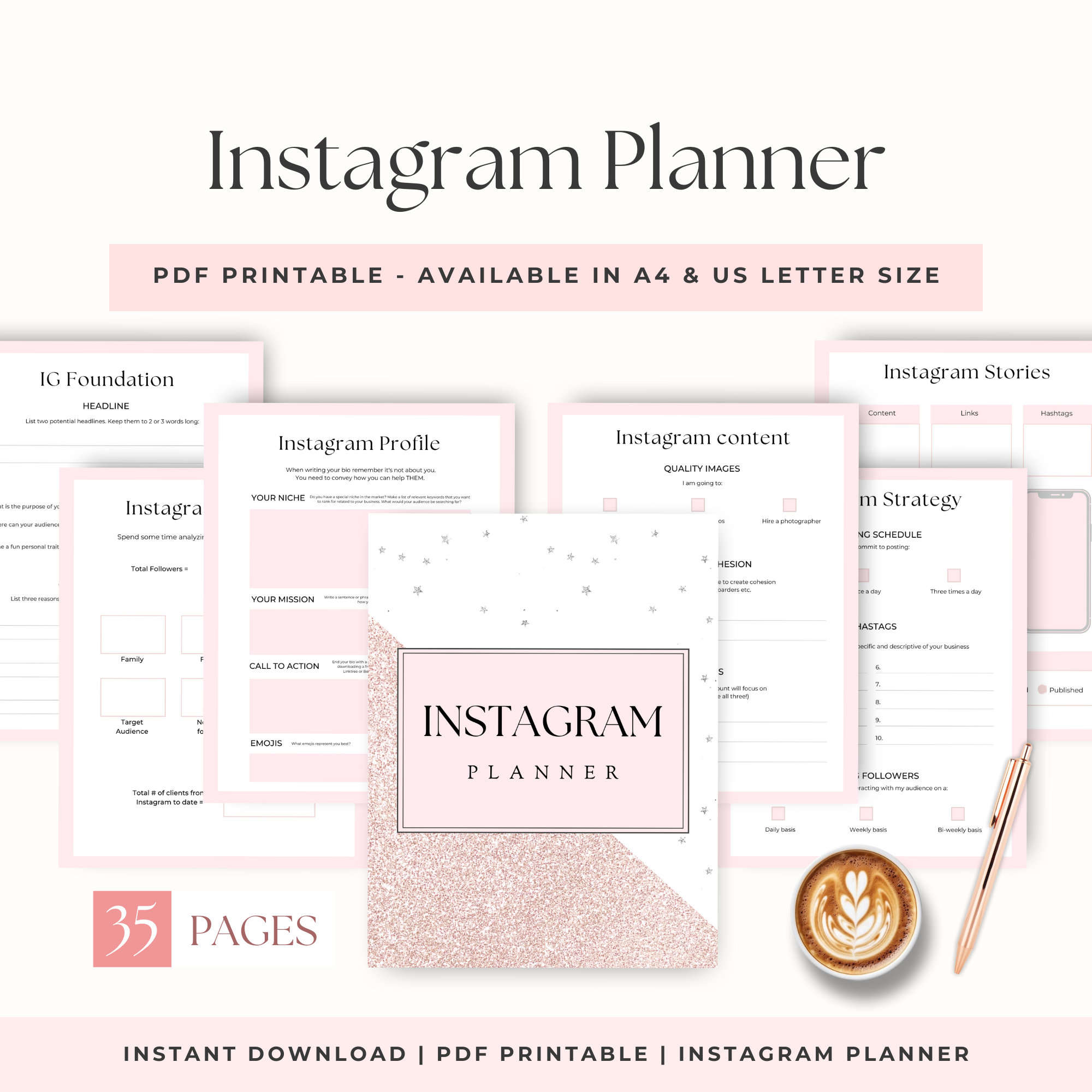 Instagram Social Media Planner for Small Business Owner, Content ...
