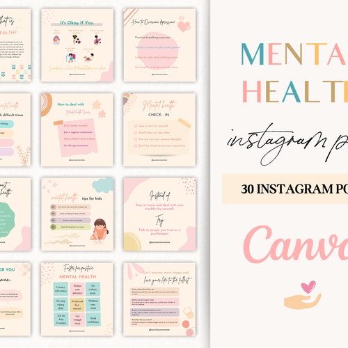 Therapy Mental Health Instagram Post Canva Templates - Etsy