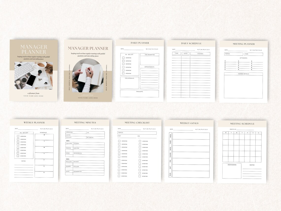 Manager Planner, Leadership Workbook, Canva Templates Planner for ...