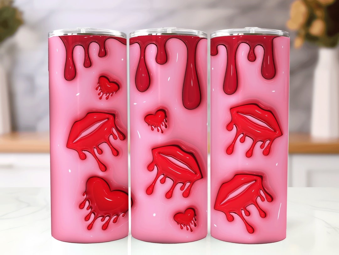 3d Inflated Lips Tumbler Wrap, Lips Tumbler Wrap, Lips Sublimation ...