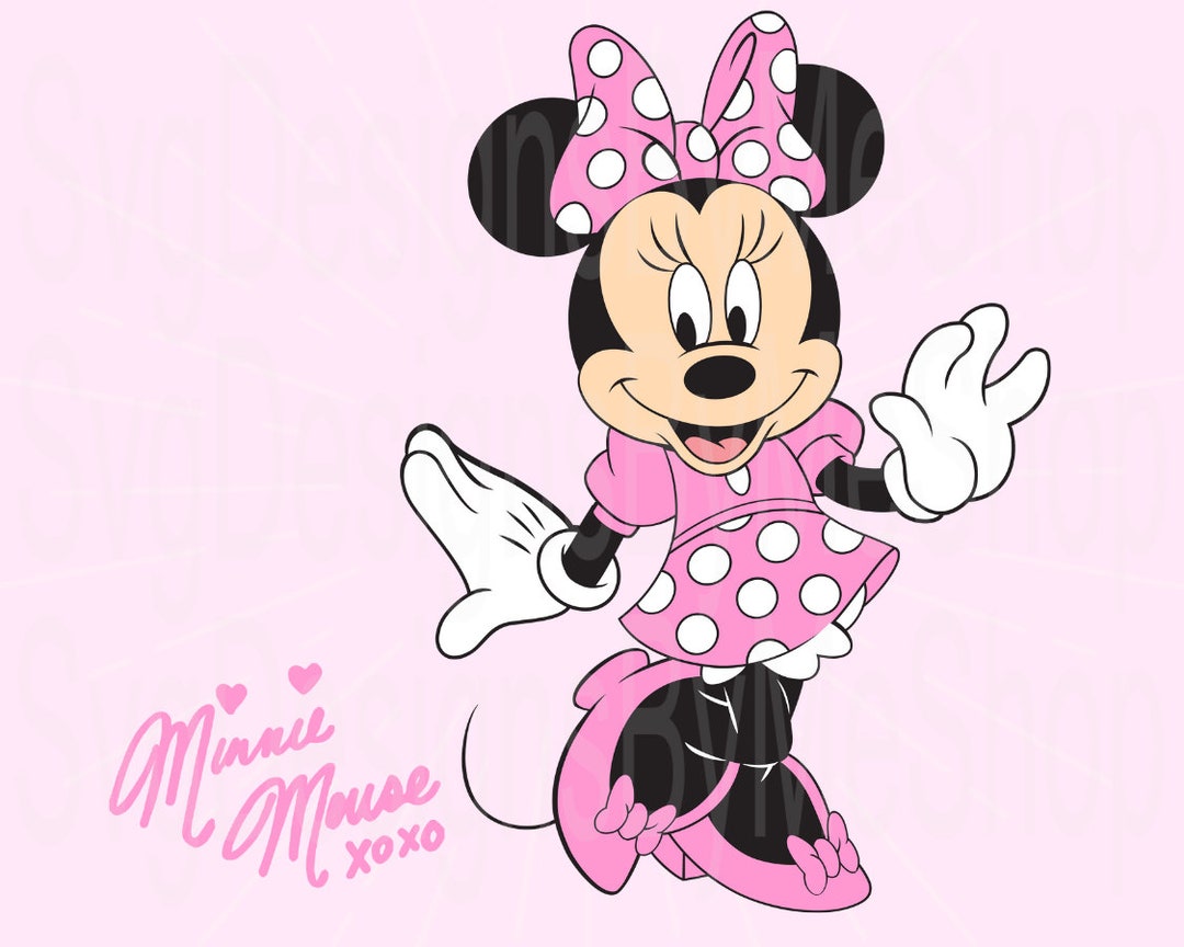 Pink Minnie Mouse With Signature, Mouse With Bow, Minnie Digital ...