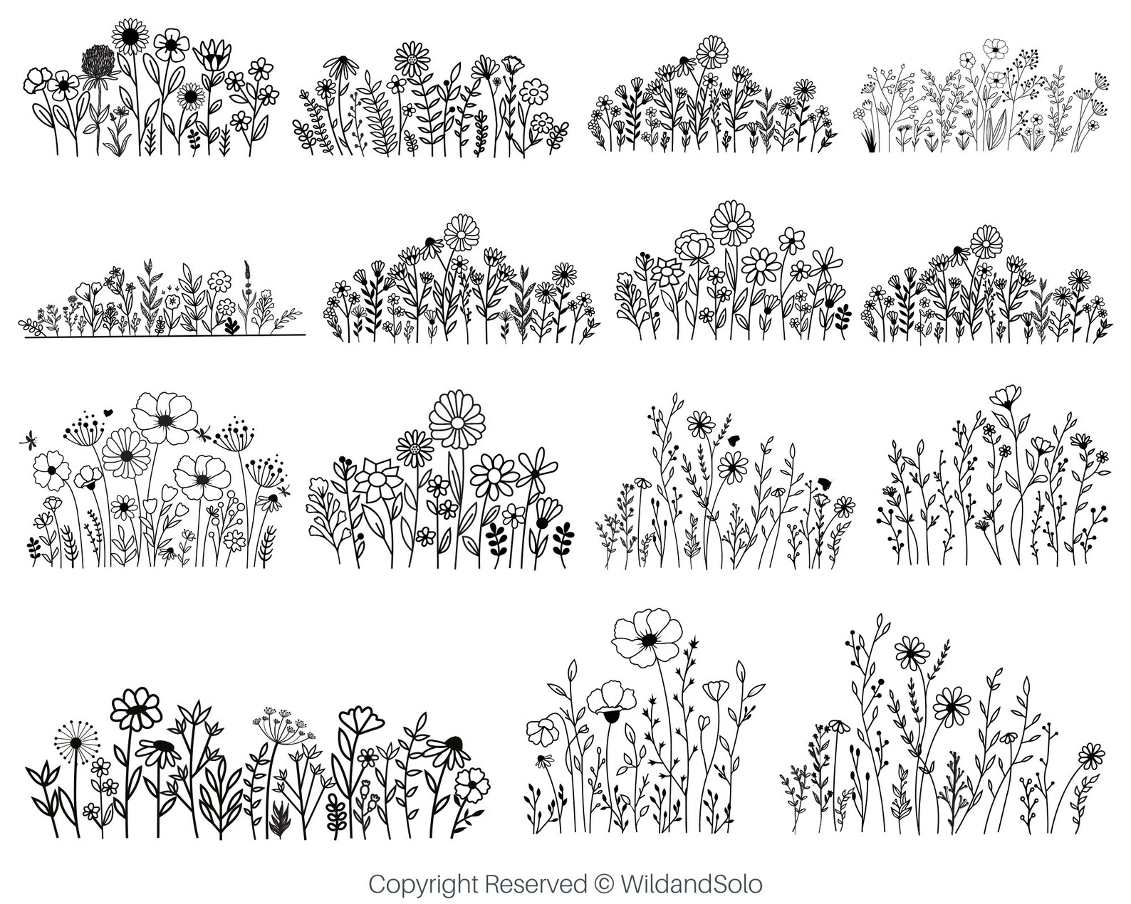 Wildflowers Svg Floral Svg Nature Svg Floral Frame Svg - Etsy