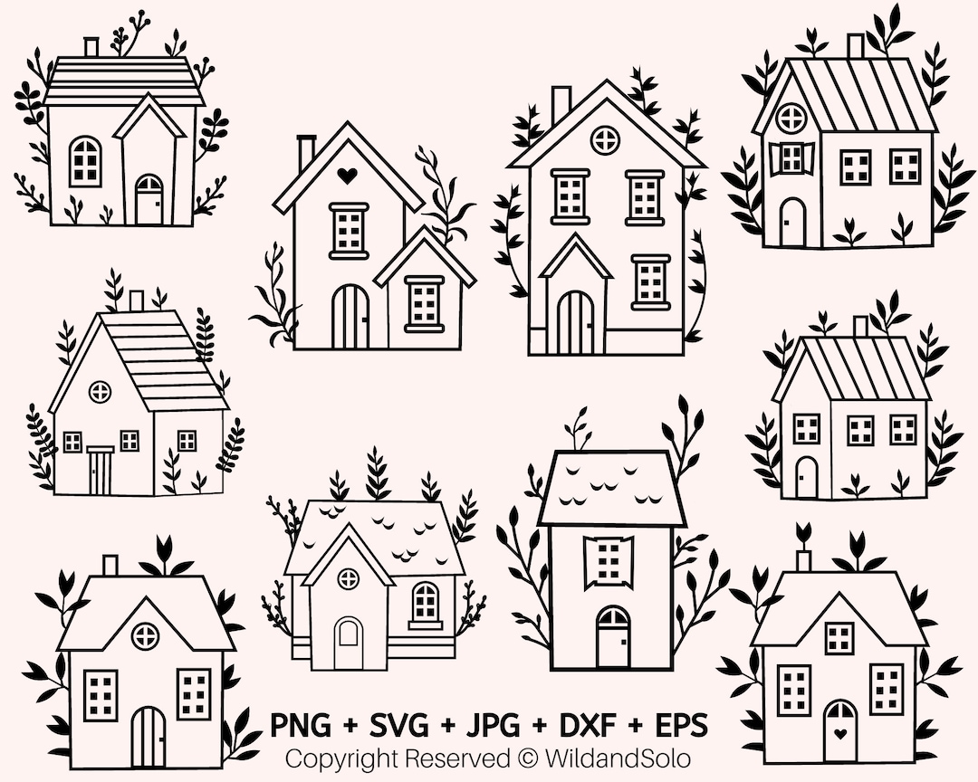 10 Little Home Svg Bundle, Little House Outline Svg, House Svg, Little ...