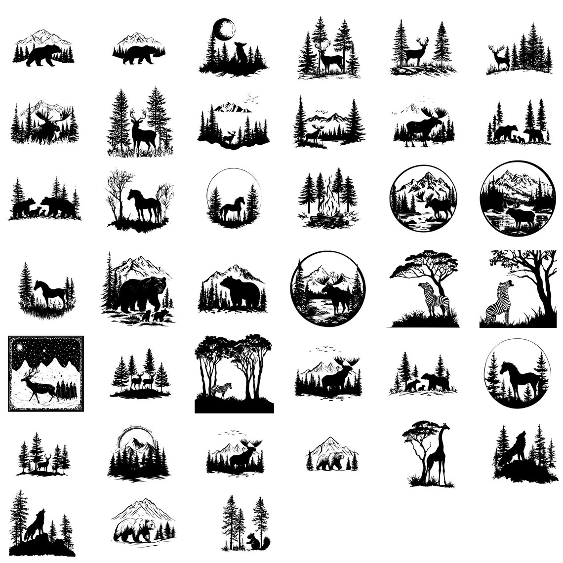 Forest Landscape SVG Bundle, Forest Scene SVG, Woodland Silhouette Svg ...