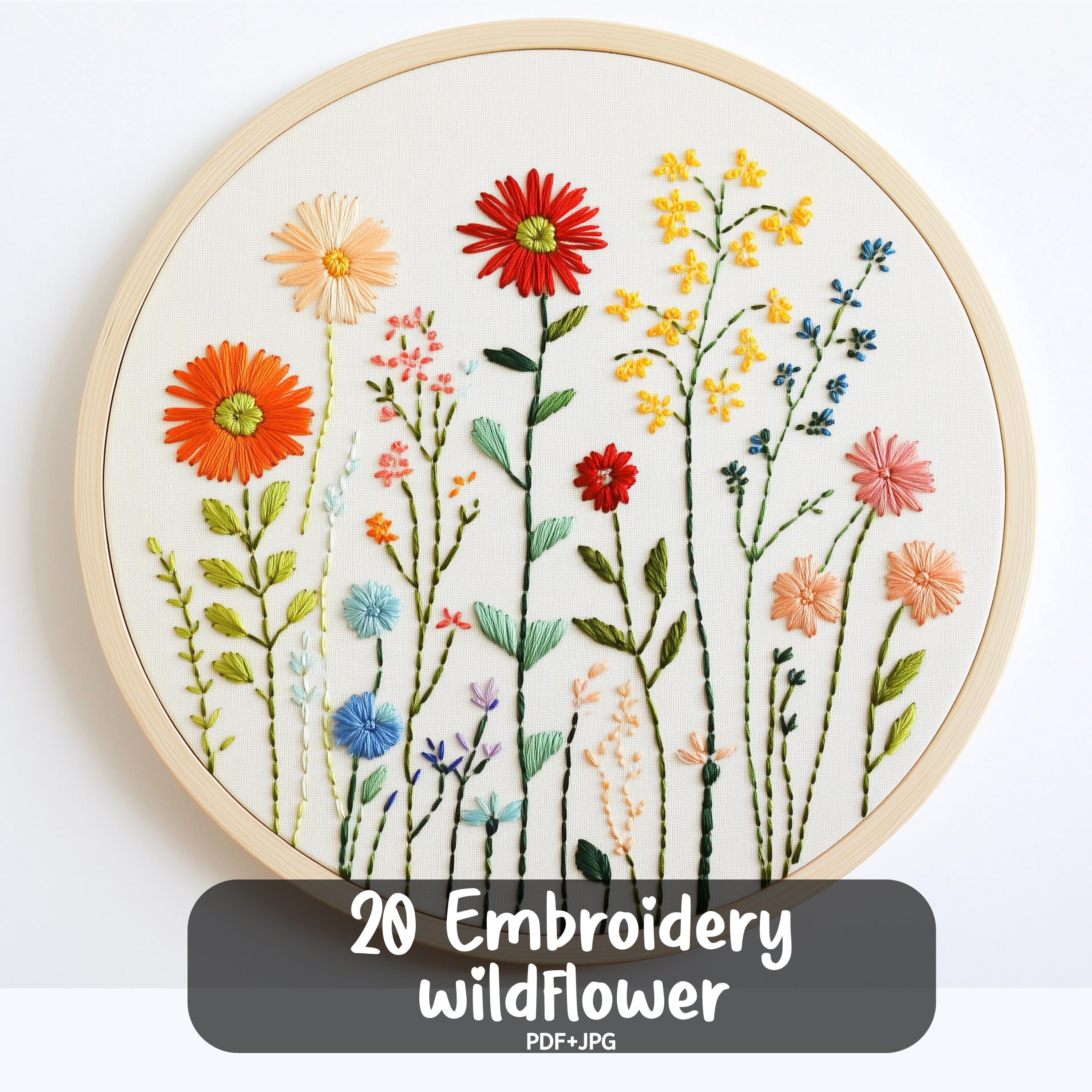 20 Embroidery Wildflower Designs, Machine Embroidery Flowers, Floral ...