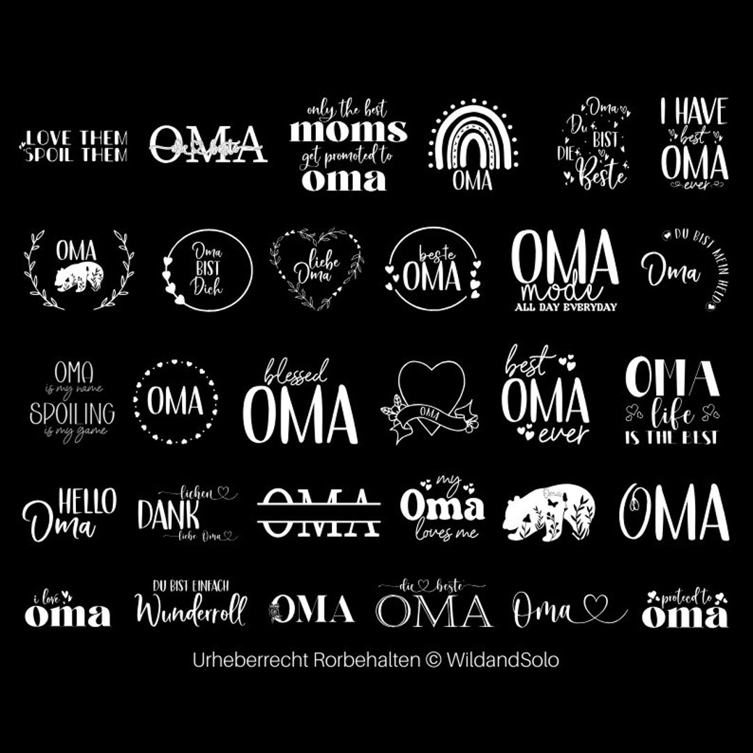 30 Oma Plotter SVG Bundle, Plotterdetai Herz, Plotterdatei Oma, Split Monogramm SVG ...