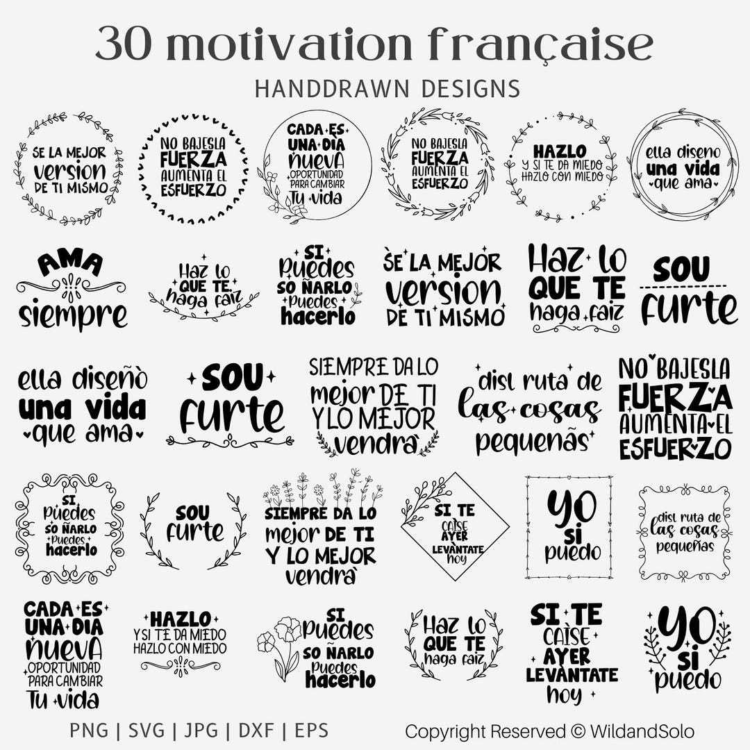 Motivational Svg Bundle, French Design, French Saying, Quotes Svg, T ...