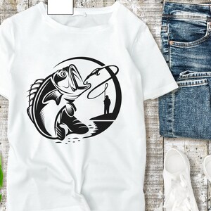 Fisherman Catching Fish Svg, Bass Fishing Clipart, Bass Fish Svg ...