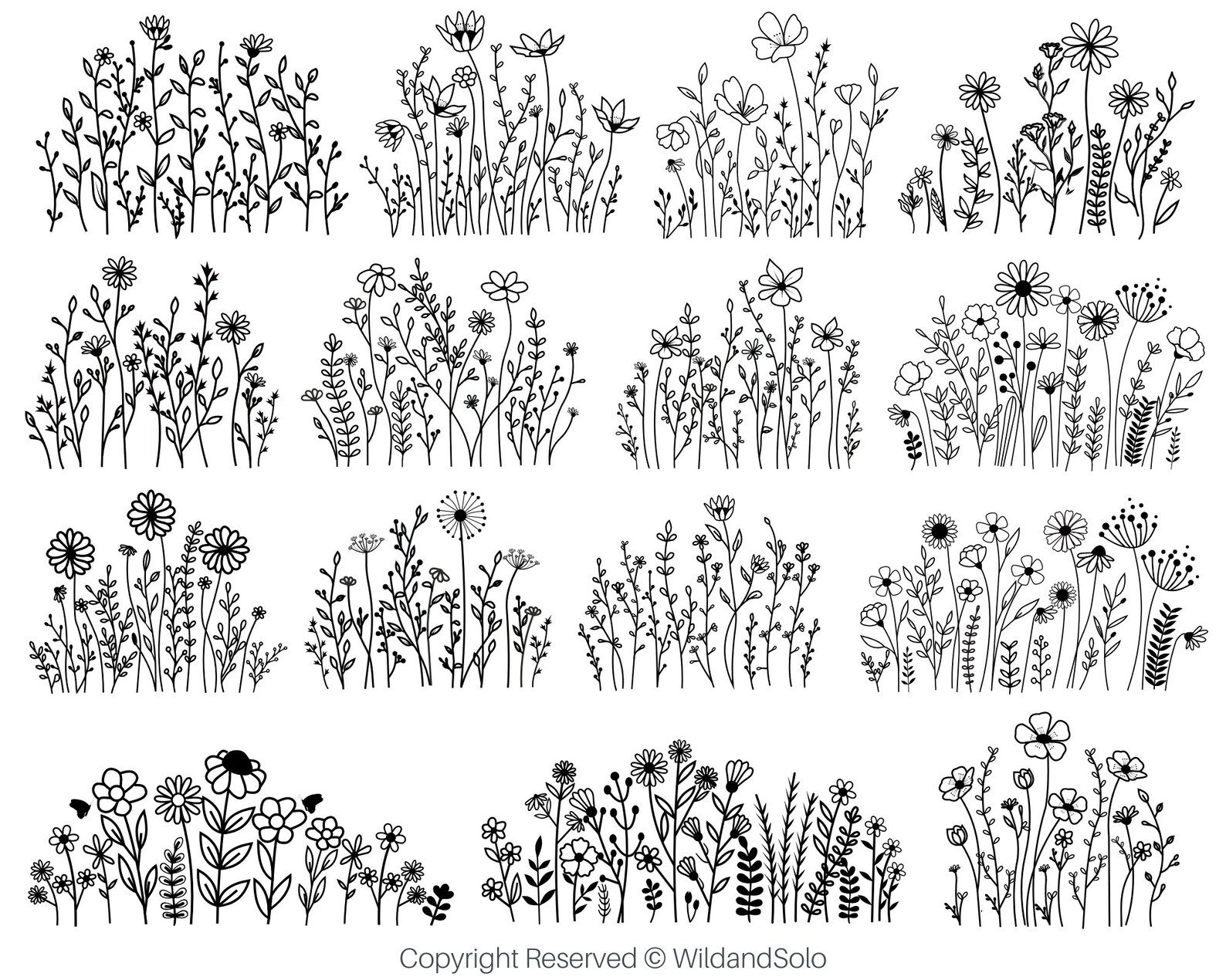Wildflowers Svg Floral Svg Nature Svg Wild Flower Svg - Etsy