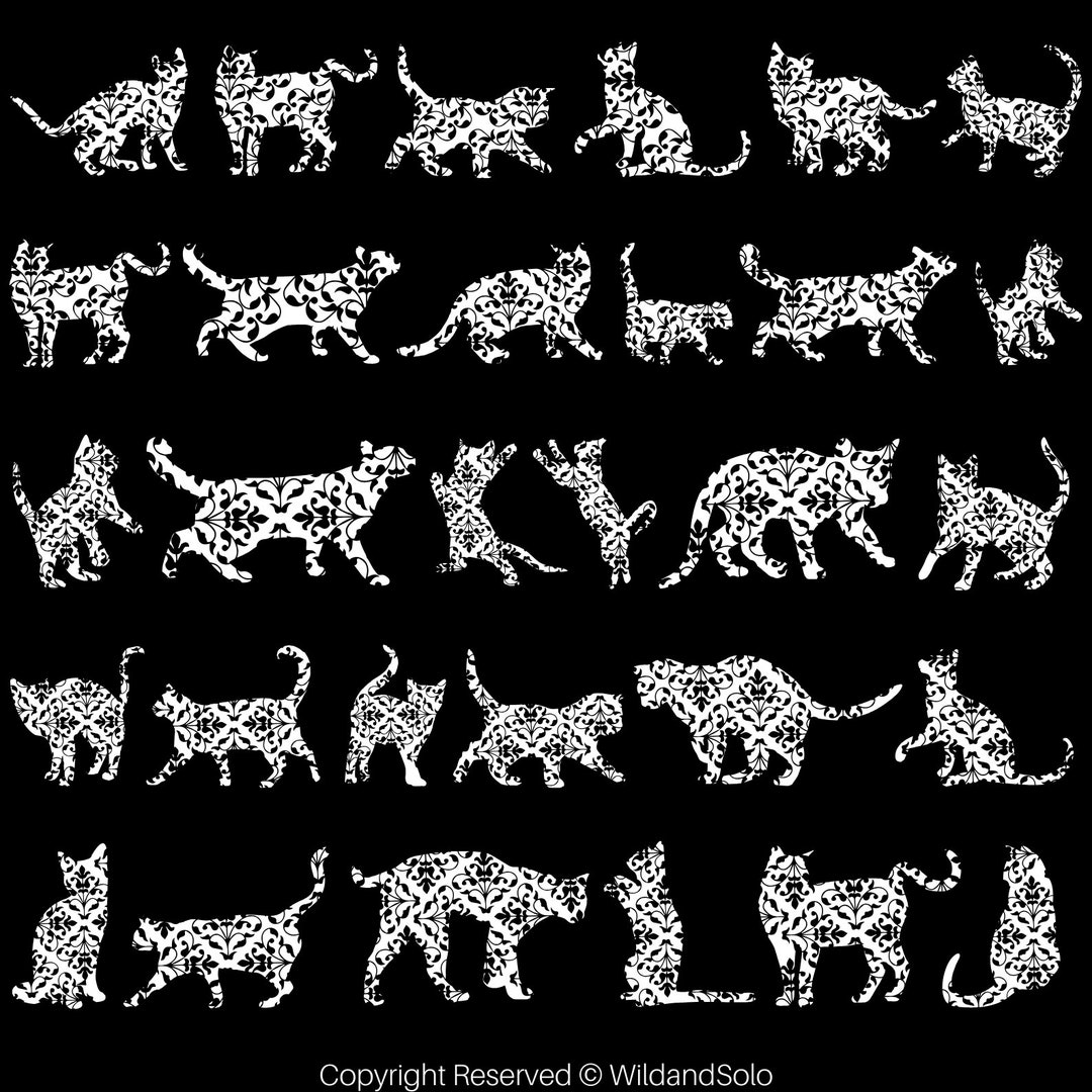 30 Floral Cat SVG, Cat SVG Files, Floral Animal, Floral Cat Silhouette ...