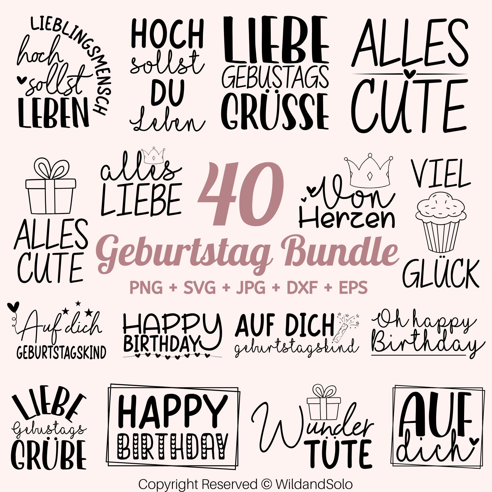 40 Geburtstag Plotterdatei Svg Bundle, Birthday Plotter File, Alles ...