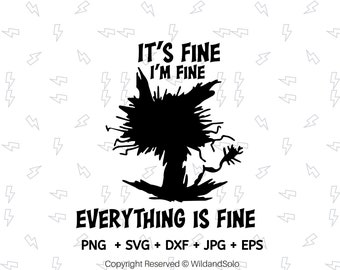 It's Fine I'm Fine Everything is Fine SVG, Black Cat Svg, Elektrocuted Cat, I'm Fine Cat Svg ...