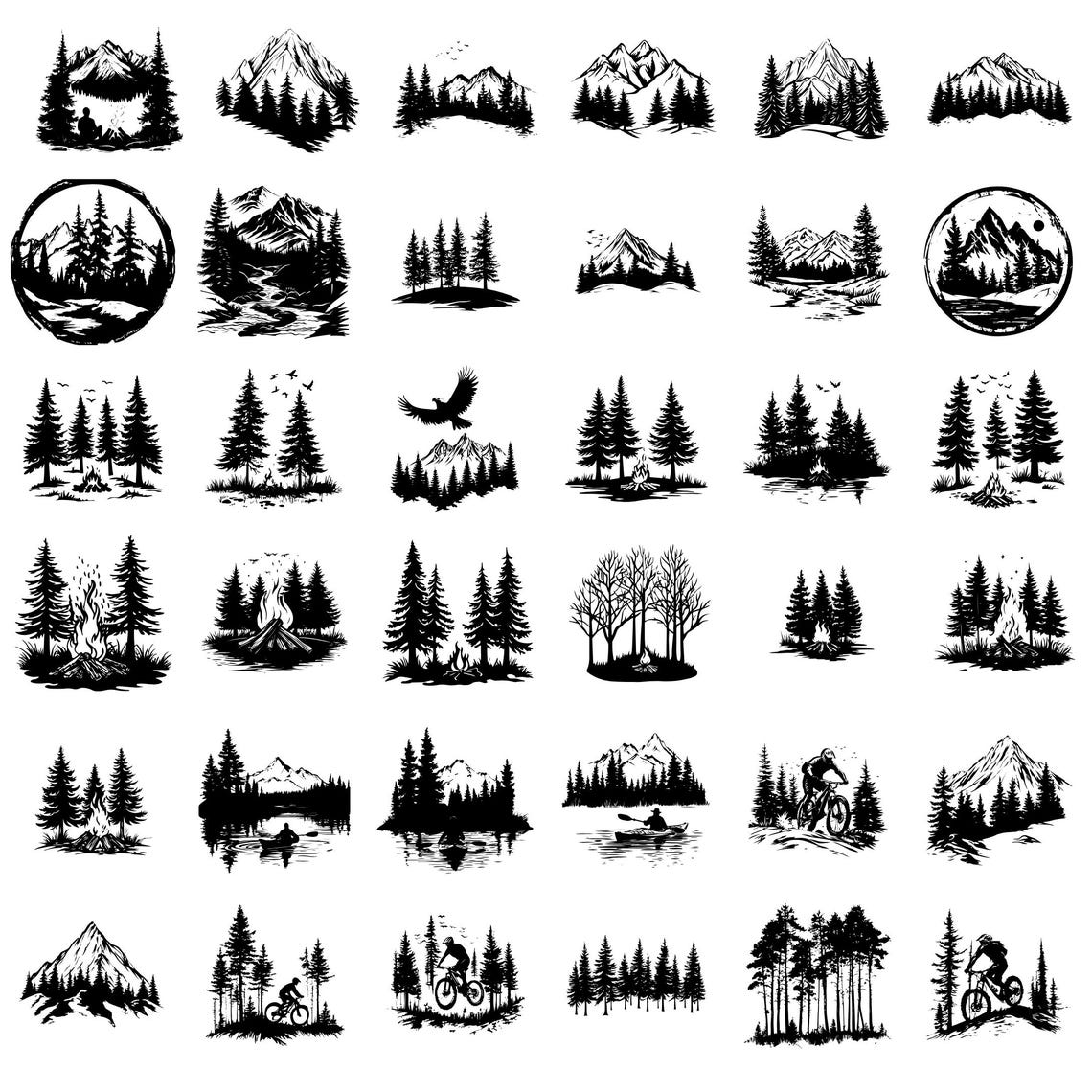 Forest Landscape SVG Bundle, Forest Scene SVG, Woodland Silhouette Svg ...