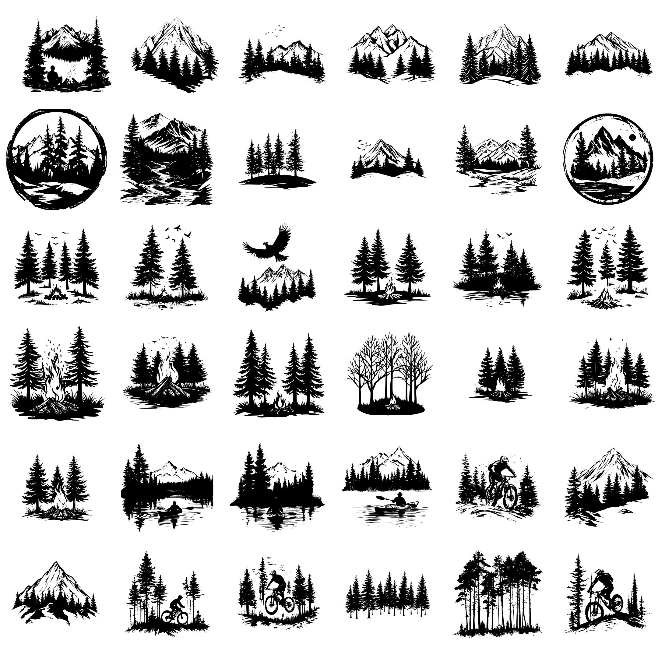 Forest Landscape SVG Bundle, Forest Scene SVG, Woodland Silhouette Svg ...