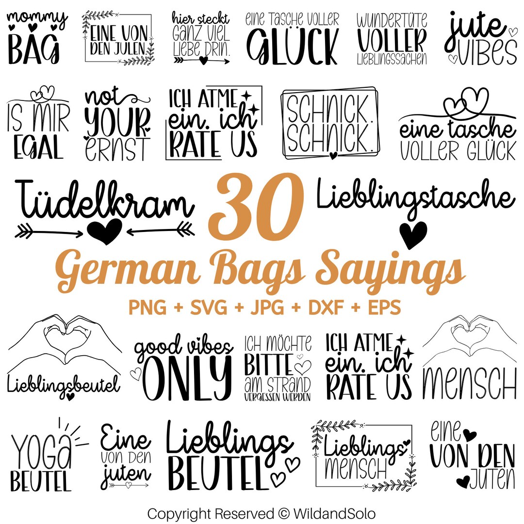 German Bag Sayings SVG Bundle, Bag Sayings Bundle Svg,jute Bag Plotting ...