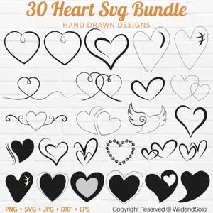 30 Heart Svg Bundle, Heart Svg, Hearts Svg, Heart Outline Clipart ...