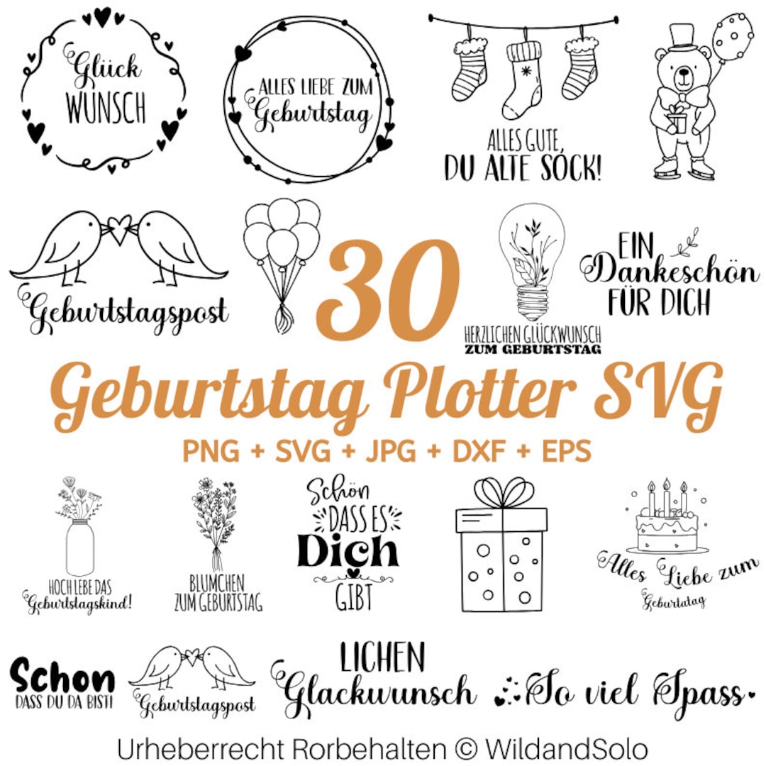30 Geburtstag Plotterdatei Svg Bundle, Geburtstagskind Svg, Geburtstag ...