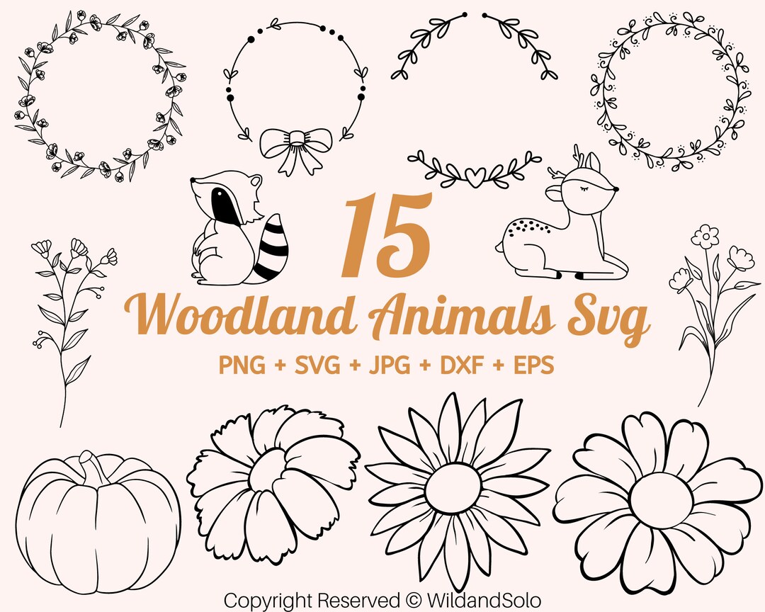 15 Woodland Animals Bundle Svg, Cute Animals Svg, Safari Animals Svg ...