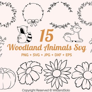 15 Woodland Animals Bundle Svg, Cute Animals Svg, Safari Animals Svg ...