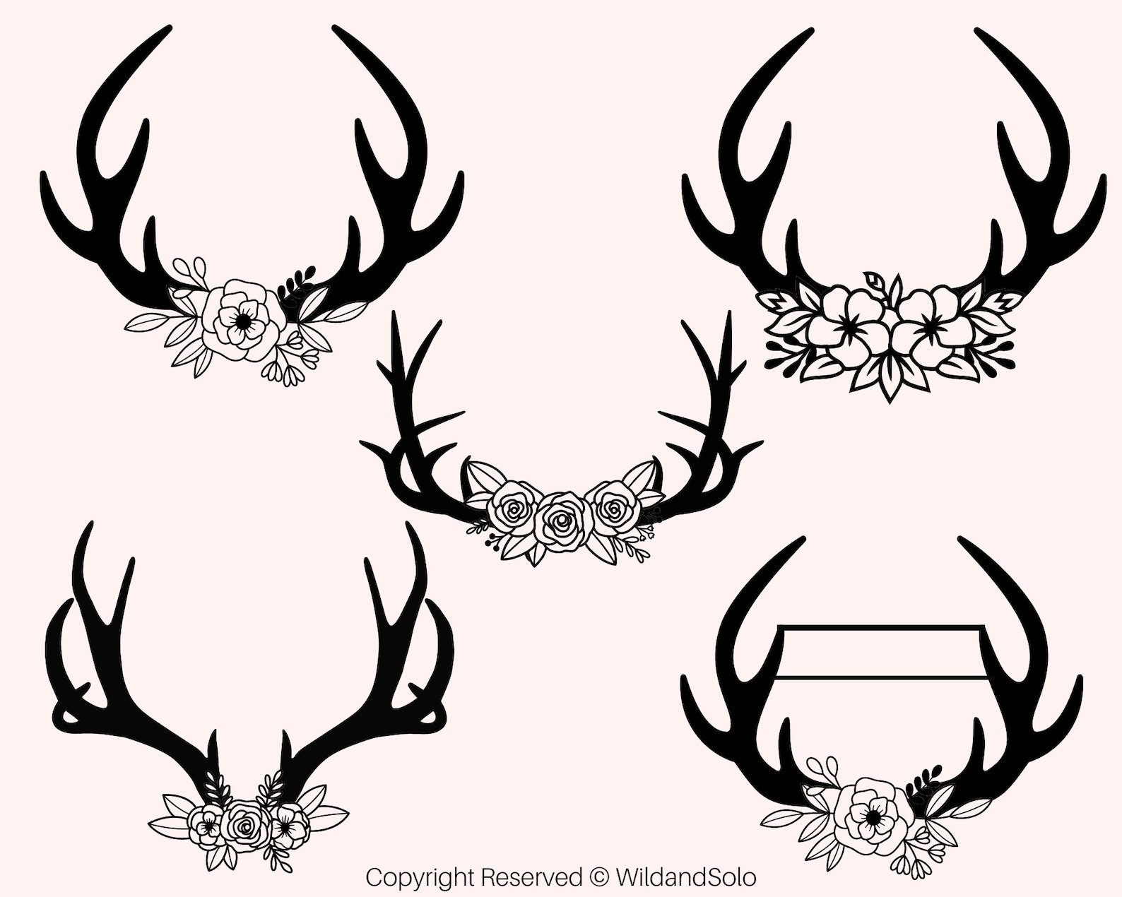 Floral Deer Antlers Svg Bundle Transparent Antler Cut Files - Etsy