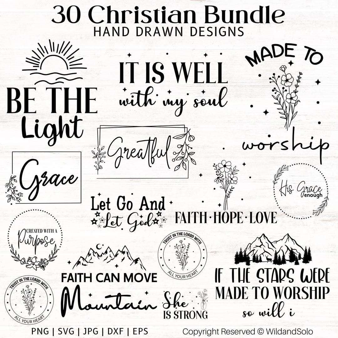 30 Christian Svg Bundle, Christian Svg Design, Bible Verse, Religious ...