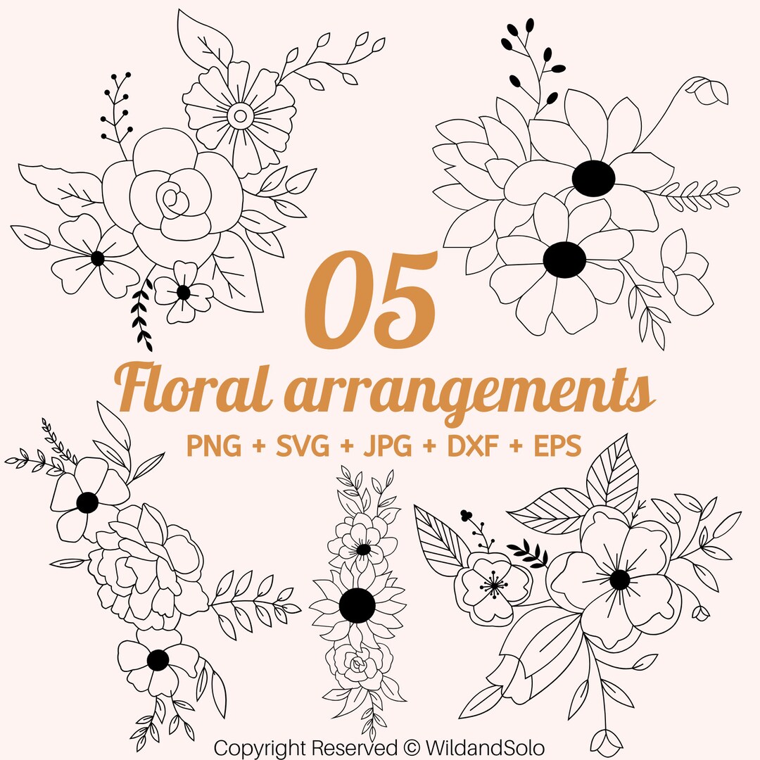 15 Flower Arrangement Svg Bundle, Floral Bouquet Svg, Bouquet Svg, Hand ...