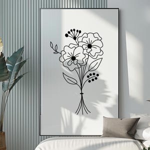 Bouquet Flower Wall Art Set of 3, Botanical Wall Decor, Daisy Printable ...