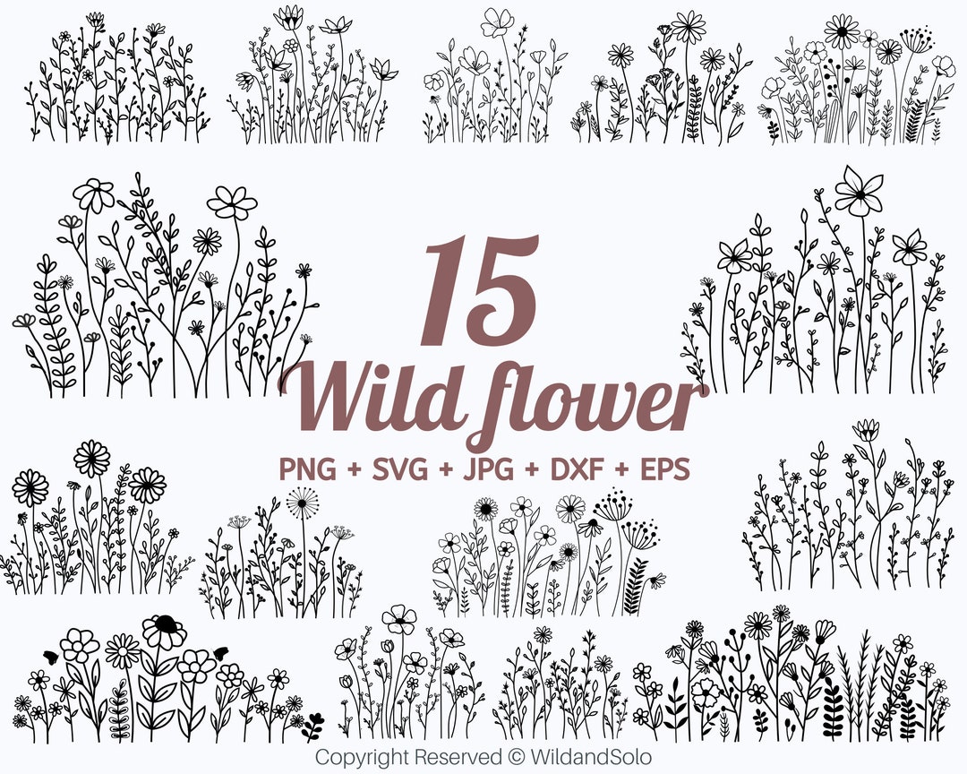Wildflowers Svg, Split Monogram Svg, Bouquet SVG, Floral Svg, Wild ...