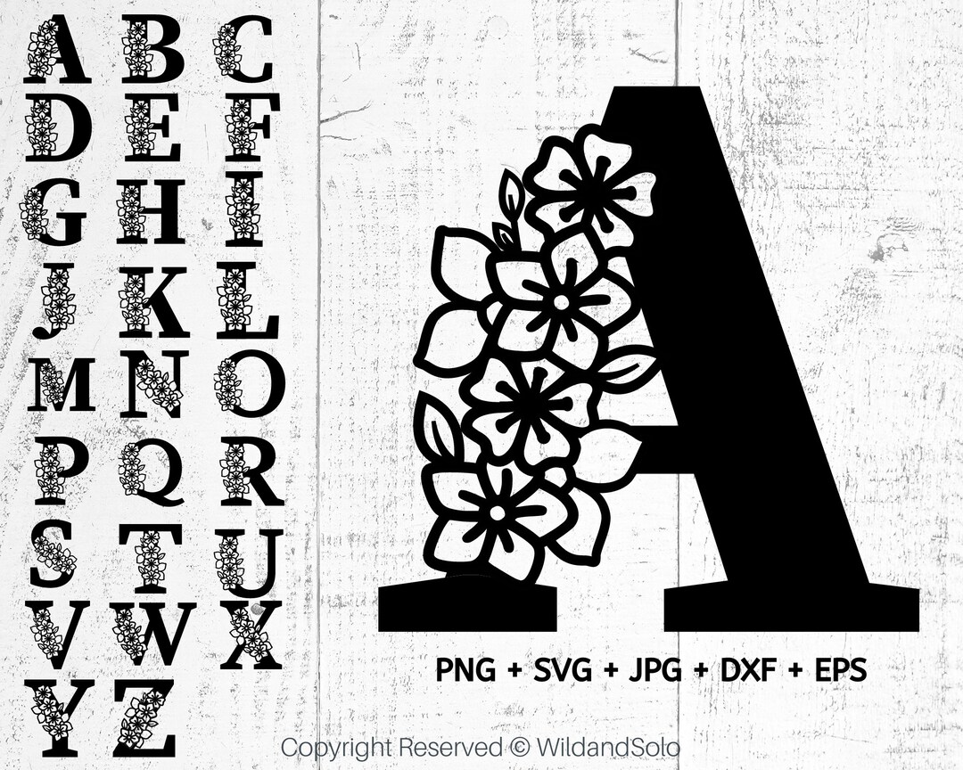 26 Floral Alphabet Svg, Initial Svg, Floral Alphabet Png, Flower ...