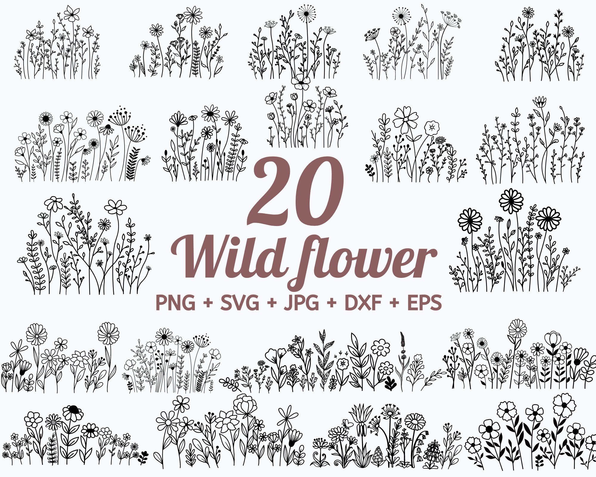 Wildflowers Svg Floral Frame Svg Wild Flower Svg Bouquet - Etsy