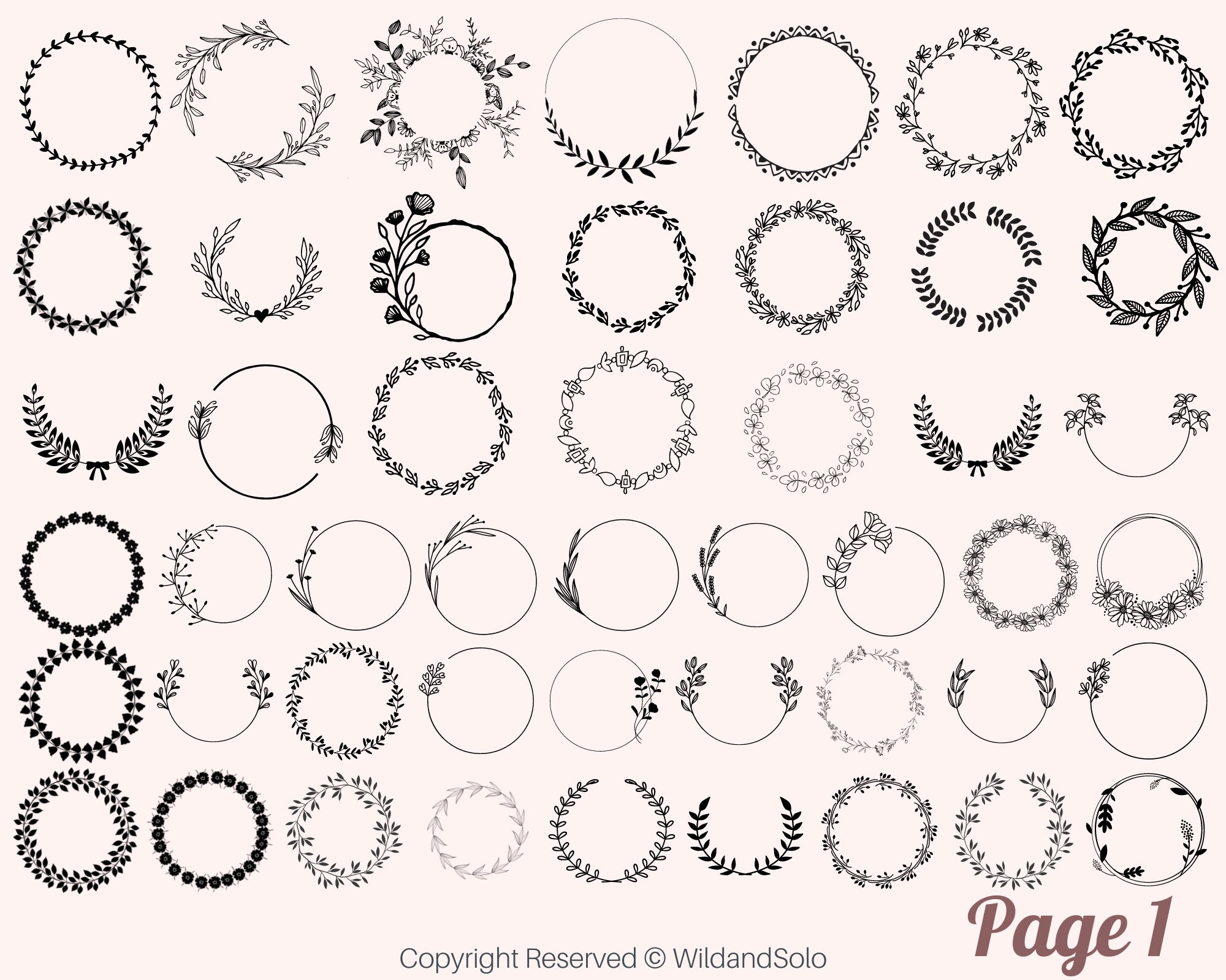 Circle Svg Bundle Floral Wreath Svg Heart Laurel Wreath Svg - Etsy