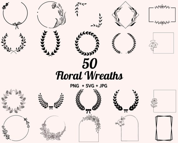 Wreath Svg Bundle Wedding Wreath Svg Floral Wreath Svg - Etsy