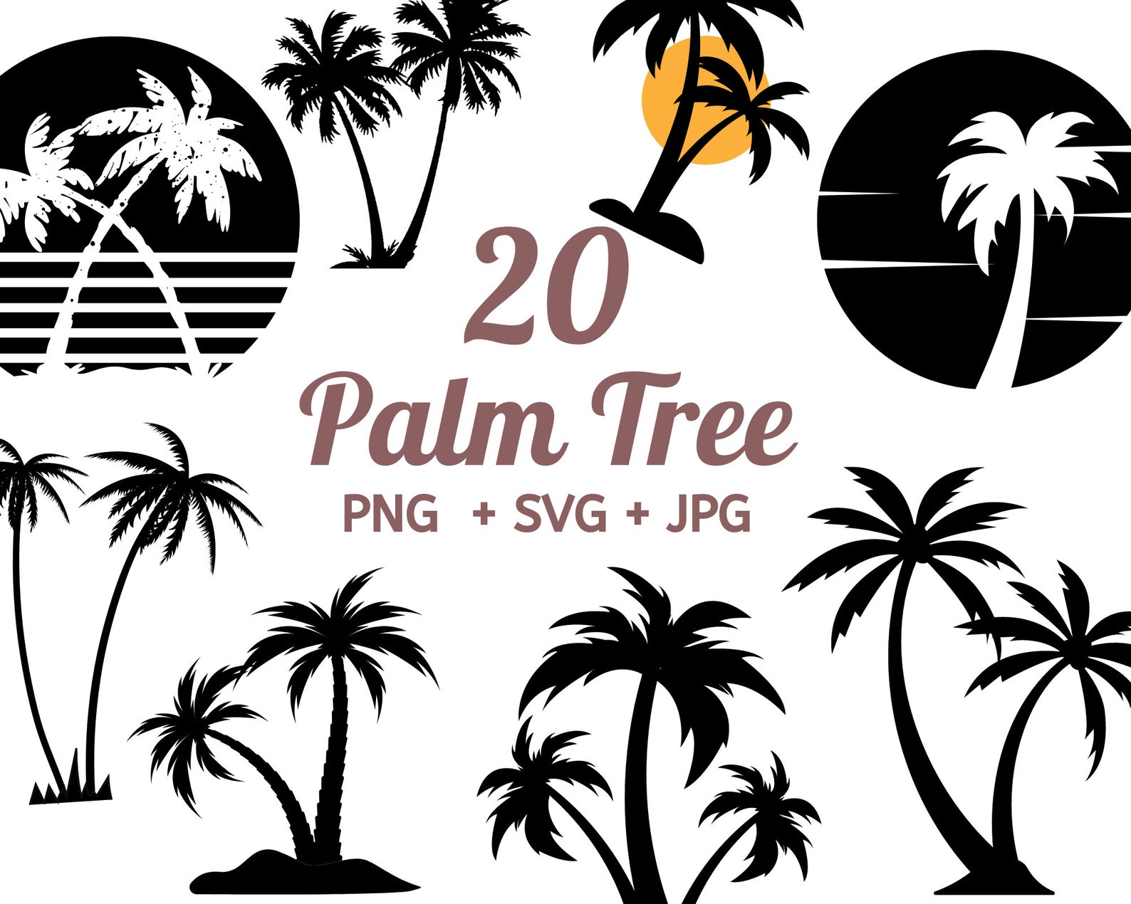 Palm Tree Bundle SVG Palm Tree SVG Palm Tree Silhouette - Etsy