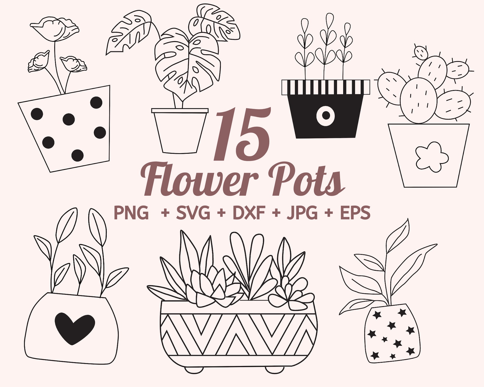 Flower Pot SVG Plants SVG Potted Plants Svg Houseplants - Etsy