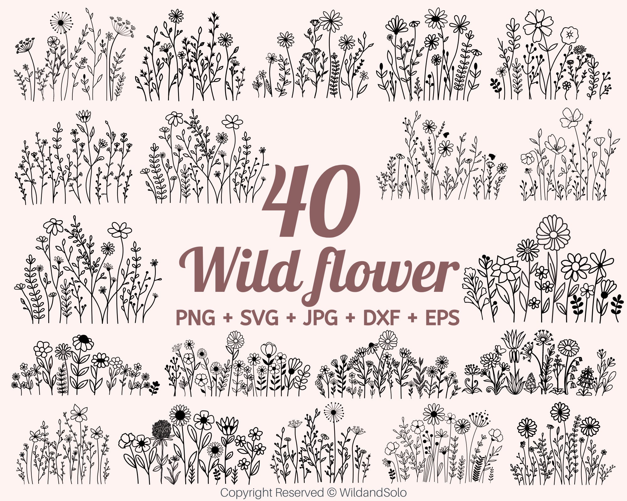 Wildflowers Svg Wild Flower Svg Floral Svg Nature Svg - Etsy UK