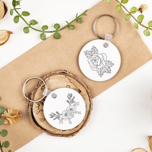 Flowers Keychain Svg, Flower Border Svg, Flower Boarder Svg, Floral Svg ...