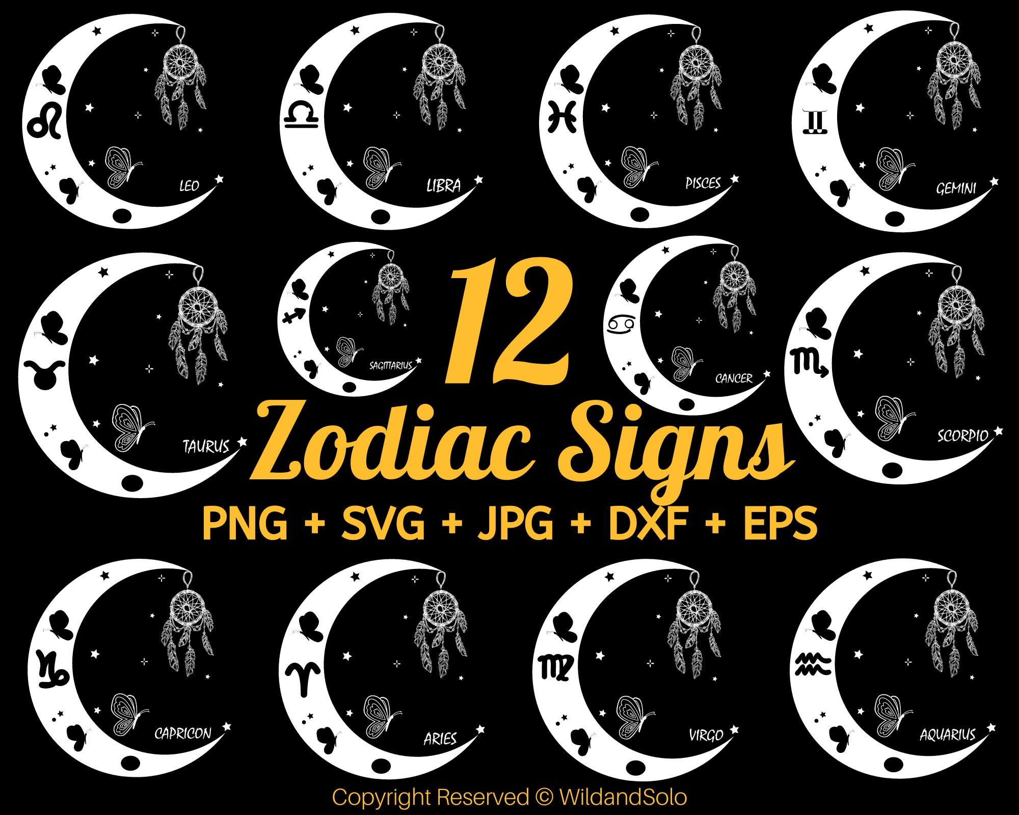 Zodiac Signs SVG Bundle Star Sign Svg Astrology Horoscope - Etsy