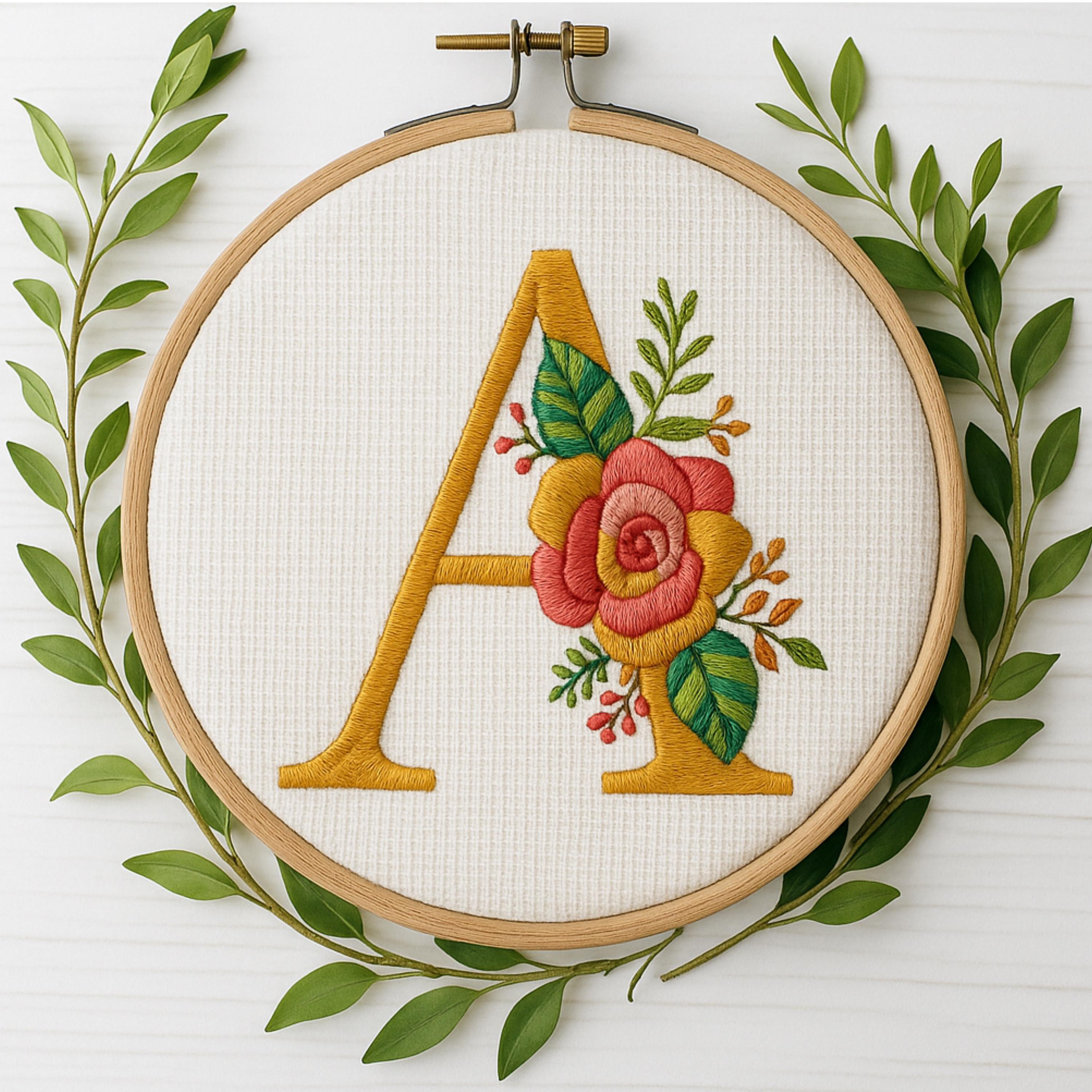 Embroidery Flower Letter PDF, Embroidery Floral Alphabet Pattern, Hand ...