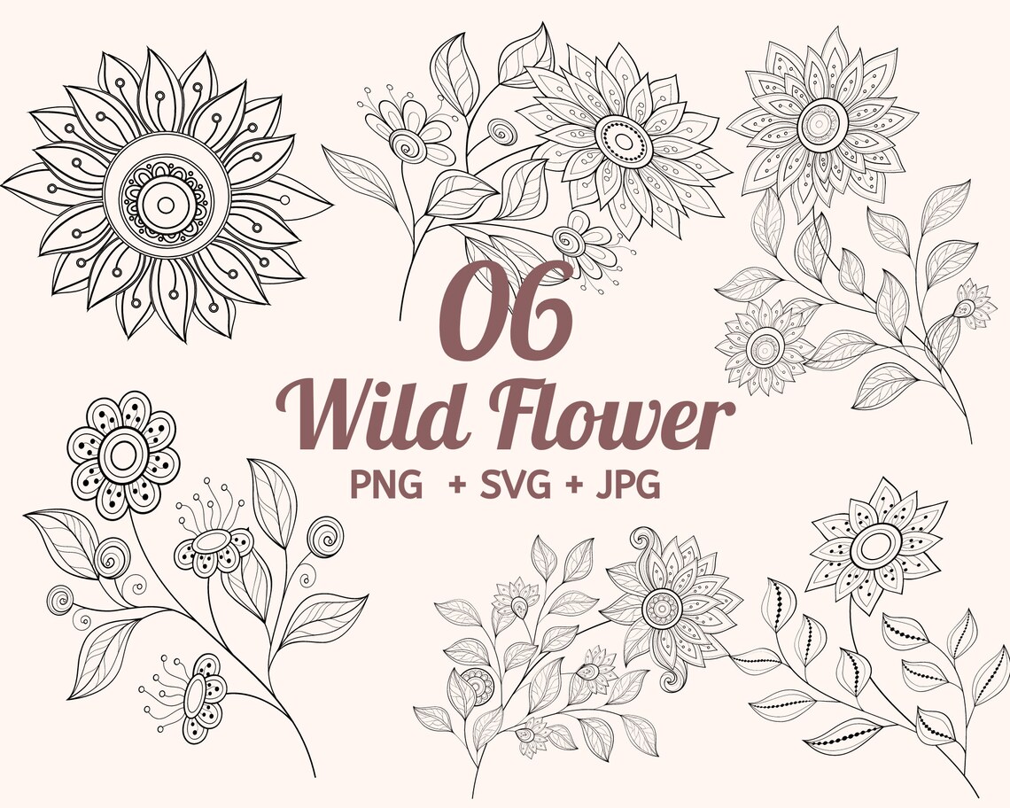 Wildflowers Svg Wild Flower Svg Bouquet SVG Bundle Floral - Etsy